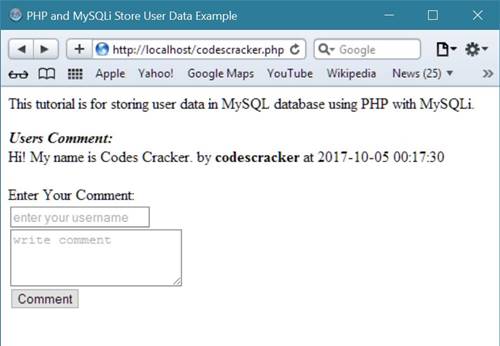 PHP and MySQLi Store User Data